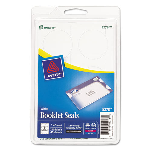 Printable Mailing Seals, 1.5" Dia, White, 6/sheet, 40 Sheets/pack — AIM ...